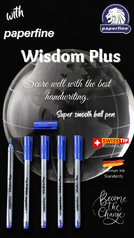 Black Paperfine Wisdom Plus Refill Ball Pen, Length : 4-6inch, Feature : Complete Finish at Rs 2 ...