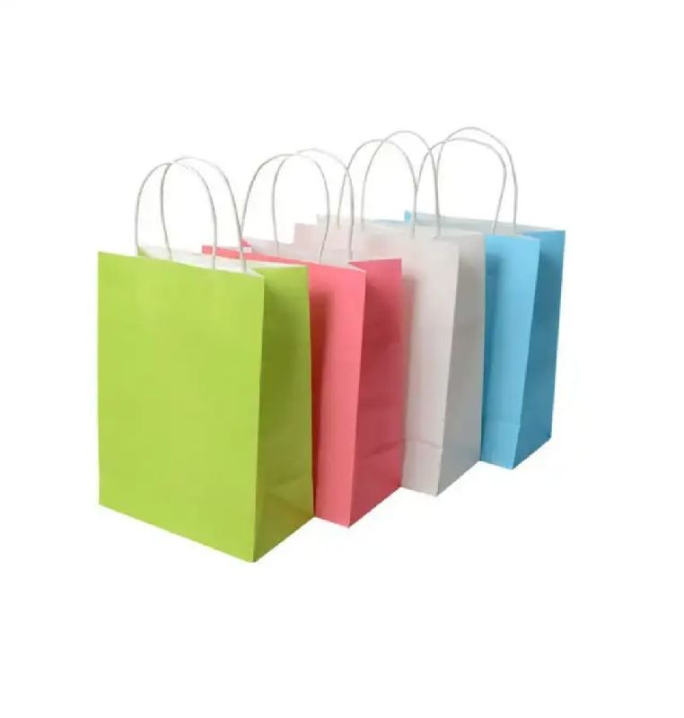 Solid Print Plain Paper Bags For Retail Outlets Gifting Event Paper 