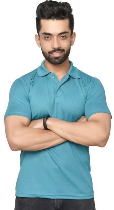 Half Sleeves Collar Neck Poly Coller T Shirt, For Casual, Home, Size ...