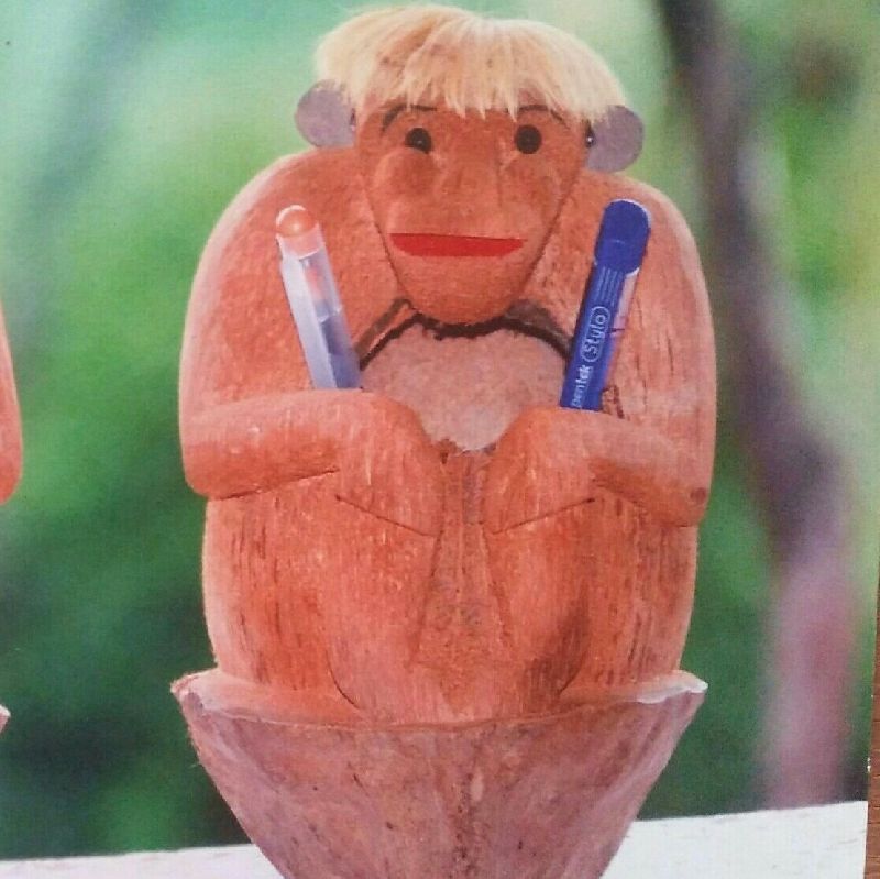 Coconut Shell Monkey Pen Stand, Packaging Type : Box - Shri Raj ...