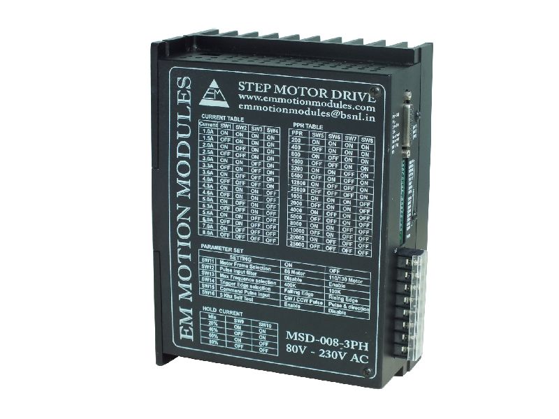MSD-008-3PH Stepper Motor Driver Module, Color : Black - EM Motion ...