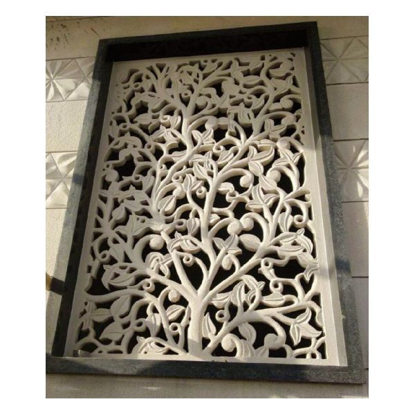Tree of Life White Marble Tree Carved Jali, Packaging Type : Carton ...