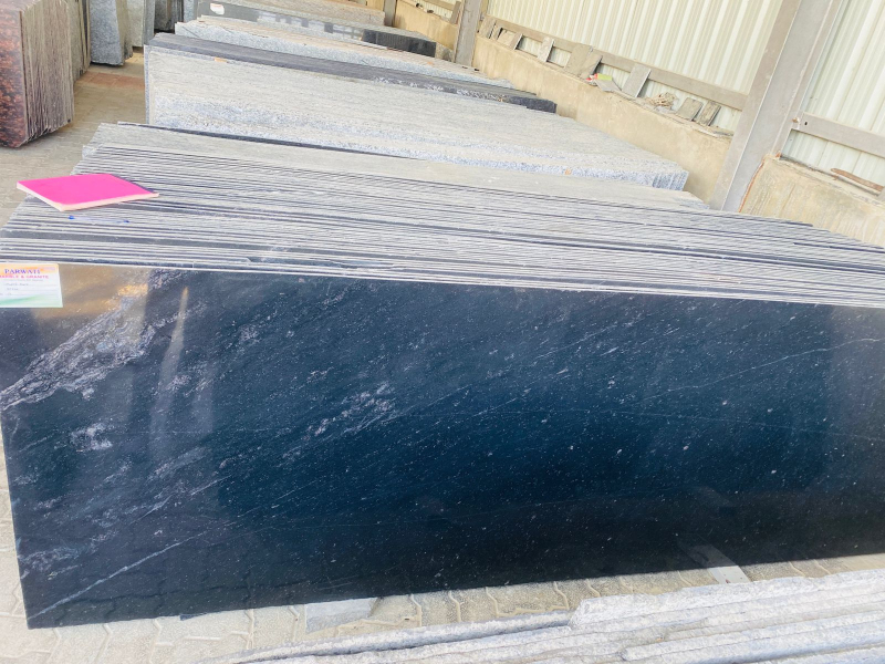 Rectangular Sparkle Black Granite Slab, for Kitchen Countertops ...