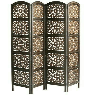 wooden screen 4 panel foldable partition with round head at Rs 3,600 ...