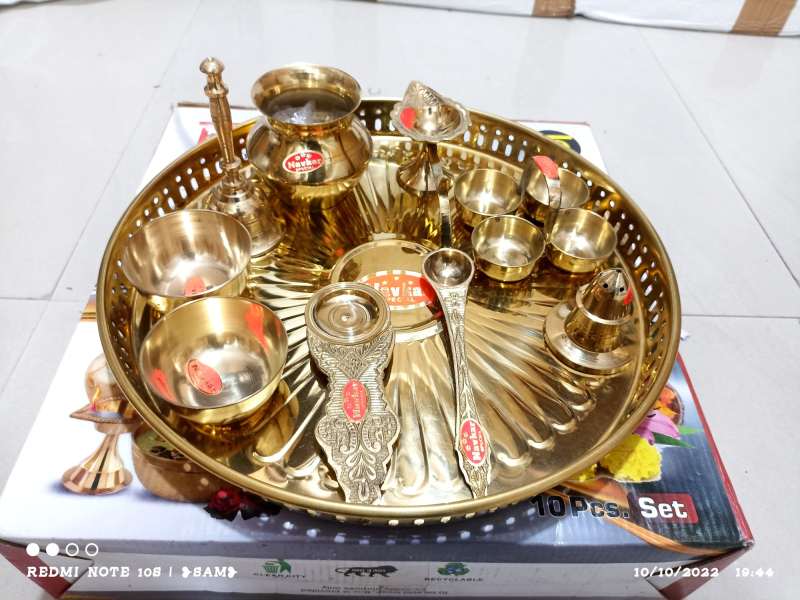 Polished Brass Pooja Thali, Style : Antique, Feature : Attractive ...