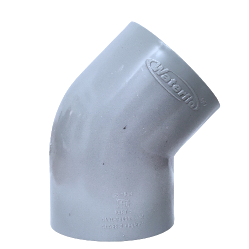 Waterflo PVC 45 Degree Elbow, for Plumbing Pipe, Size : 20mm to 250mm at Rs 40 / Piece in Ahmedabad