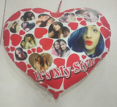 Red heart printed Heart Cushion, For Gifting Purpose, Size : 24 X 19 X3 Inch(lxhxw) at Rs 1,800 ...