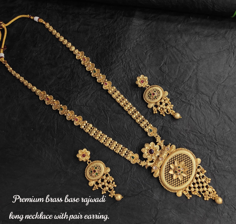 Multi Color Metal Polished Rajwadi Necklace Set, Style : Antique ...