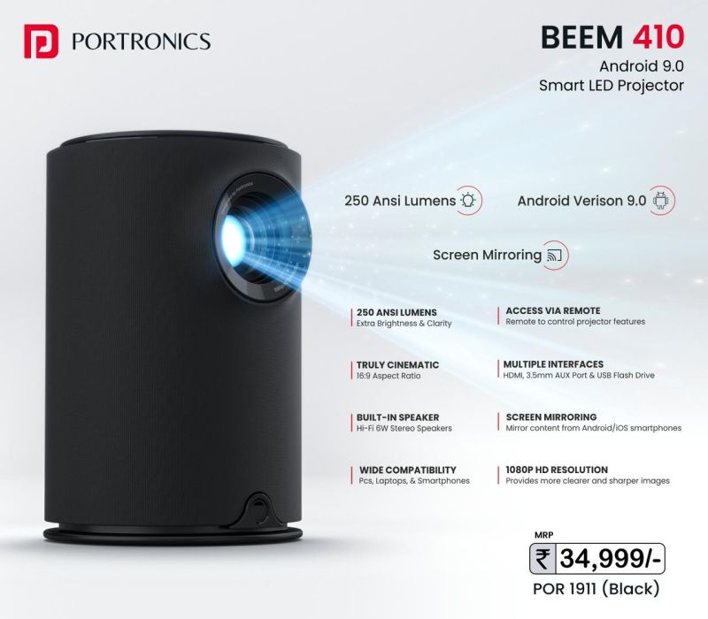 Portronics Beem 410 Led Projector, Feature : Actual Picture Quality ...