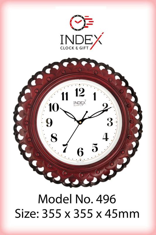 Round 496 Fancy Brown Wall Clock, for Home, Office, Decoration, Display ...