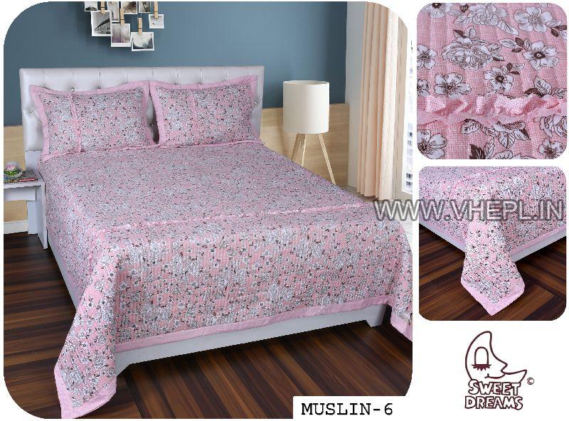 Sweet Dreams Plain Polyester MUSLIN DOUBLE BED COVER, for Home ...