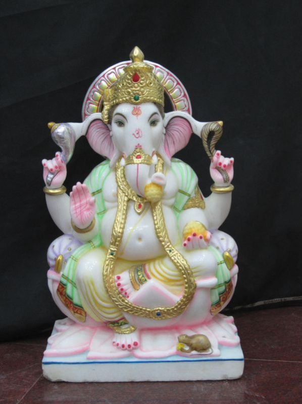 White Marble Ganesh Statue, Pattern : Printed, Packaging Type ...
