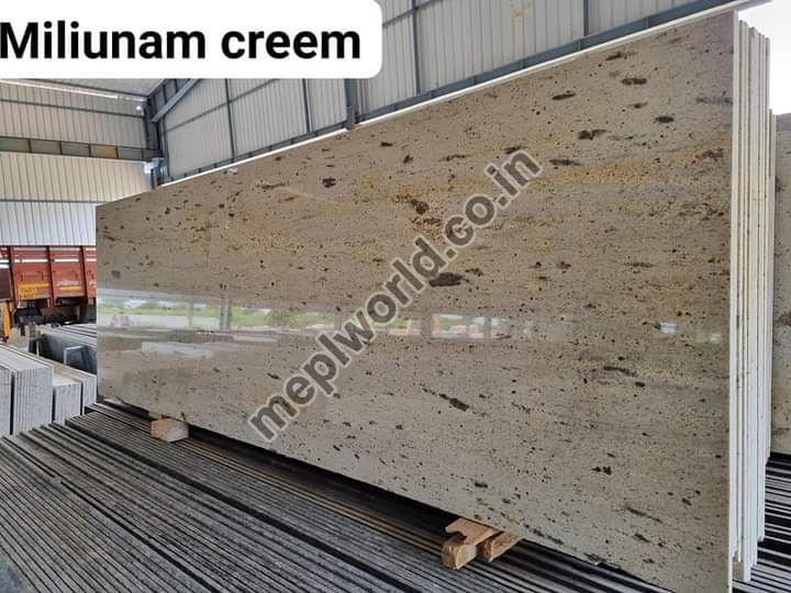 Rectangular Polished Millenium Cream Granite Slab, for Vanity Tops, Kitchen Countertops, Width ...
