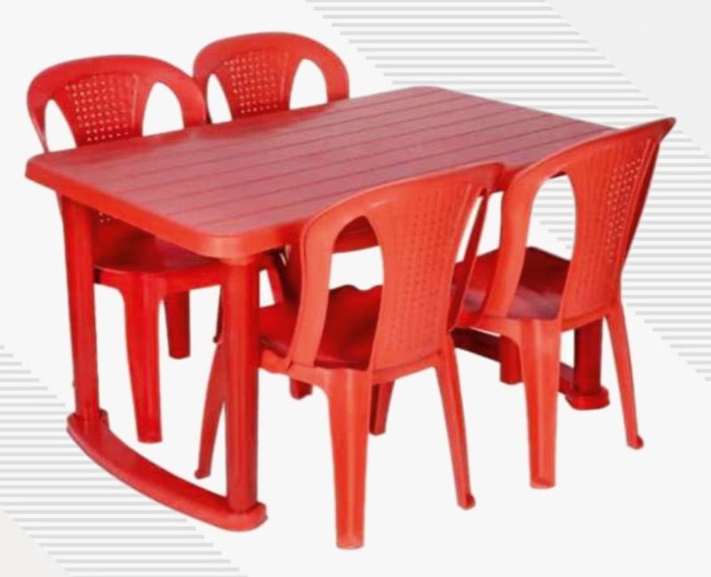 Red Plain Plastic Dining Table Set, for Hotel, Home, Size : Standard at ...