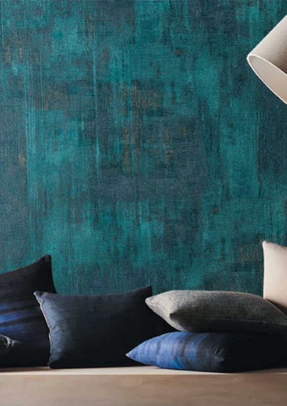 PVC Teal Green Rustic Wallpaper, For Decoration, Style : Modern at Best ...