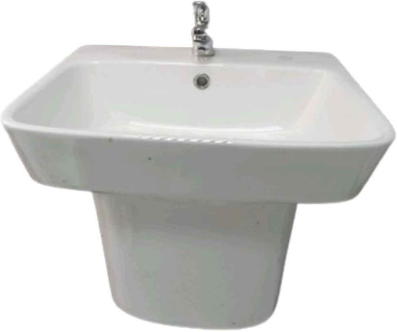 Plain Polished Ceramic Integrated Pedestal Wash Basin, Sink Style ...