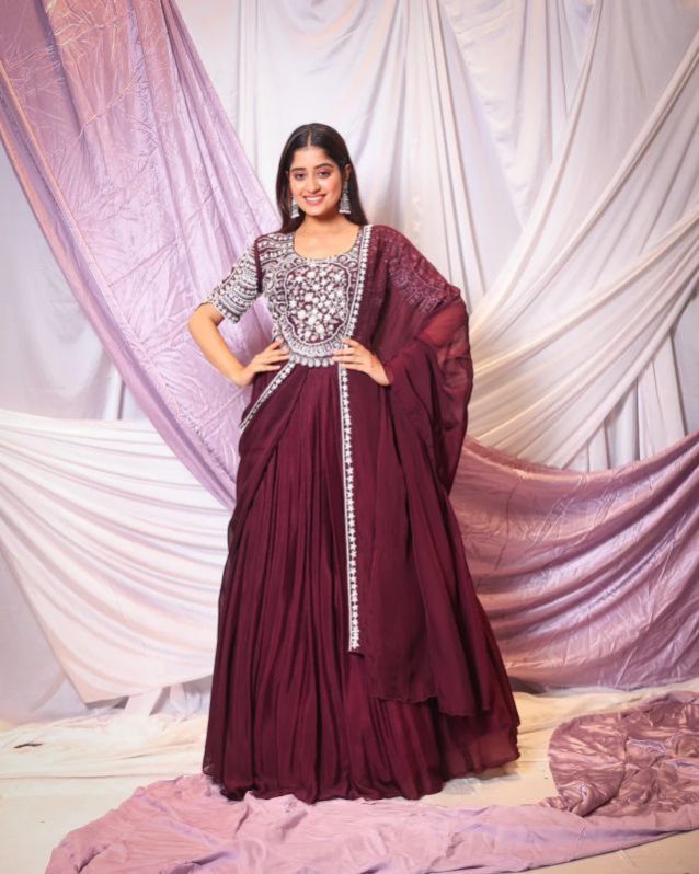 Pearl Thread Work Draped Blouse Skirt Set at Rs 16500 in Kolkata - ID ...