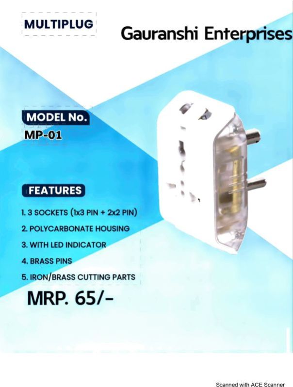 MP-01 3 Pin Multi Plug at Rs 65 in Delhi - ID: 7776041 | Gauranshi Enterprises