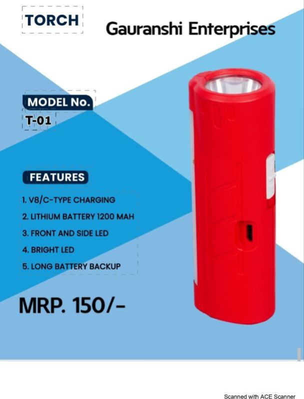 T-01 LED Torch, Color : Red, Certification : Ce Certified at Rs 150 in ...