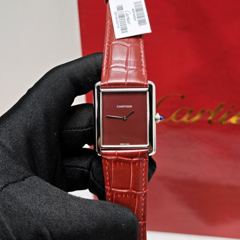 Cartier Tank Solo Steel Red Dial Leather Strap Swiss Watch at Rs 7999 ...