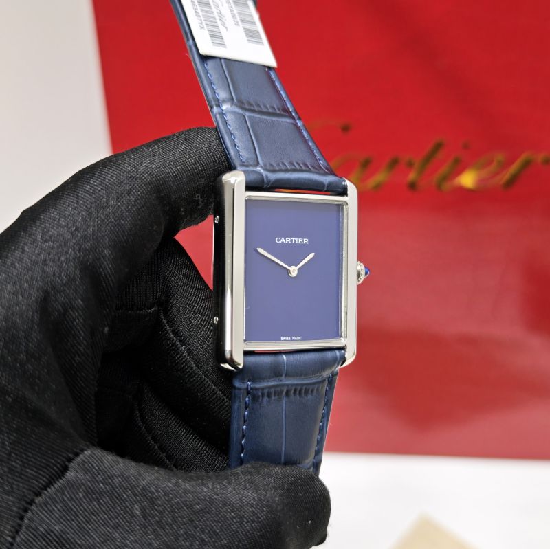Cartier Tank Solo Steel Full Blue Dial Leather Strap Swiss Watch at Rs ...