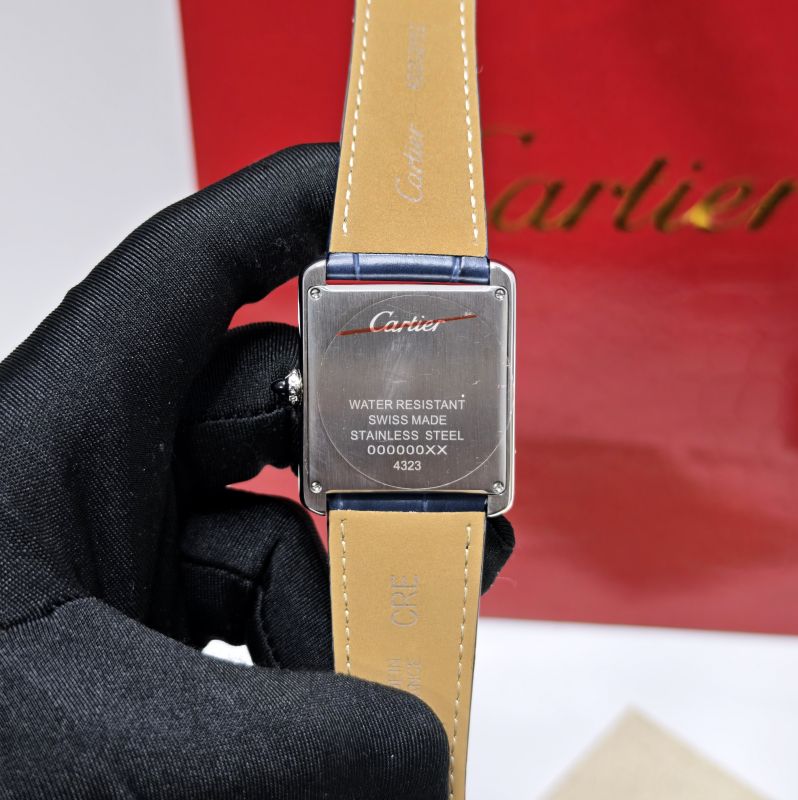 Cartier Tank Solo Steel Full Blue Dial Leather Strap Swiss Watch at Rs ...