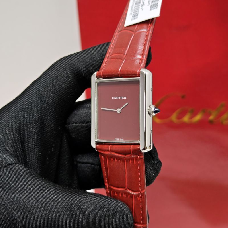 Cartier Tank Solo Steel Red Dial Leather Strap Swiss Watch at Rs 7999 ...