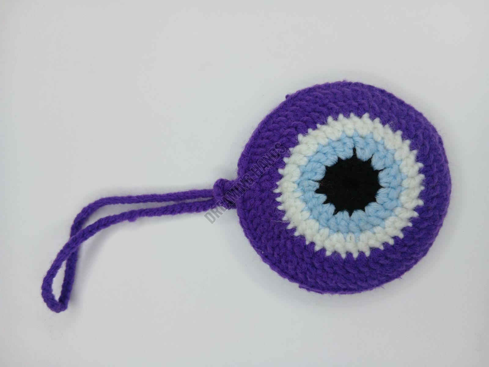 Plain Acrylic Handmade Evil Eyes Crochet Pouch, Color : Multicolor at ...
