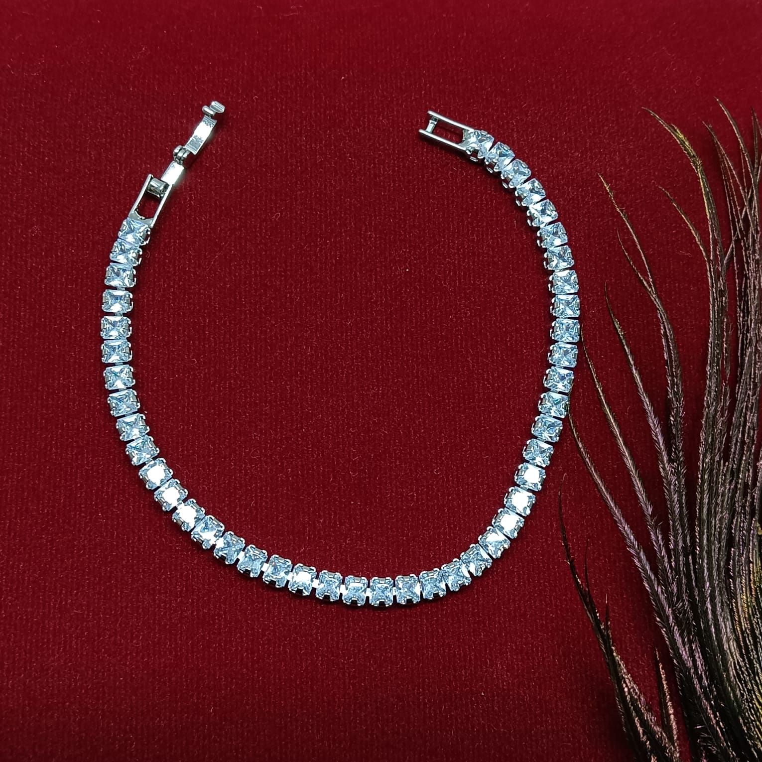 Cubic Zirconia Elegant Silver-Tone Cz Tennis Bracelet at Rs 234 in ...