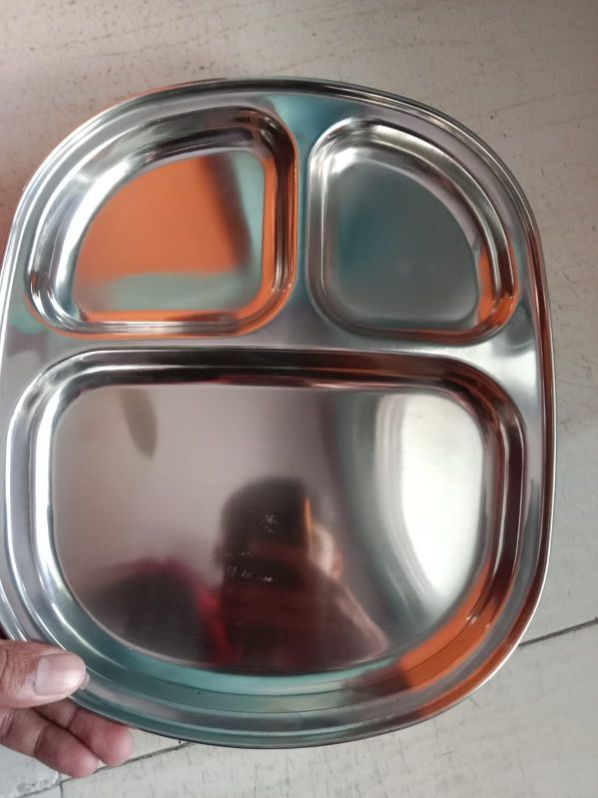 Stainless Steel Compartment Plates, Color : Silver Medium For Serving ...