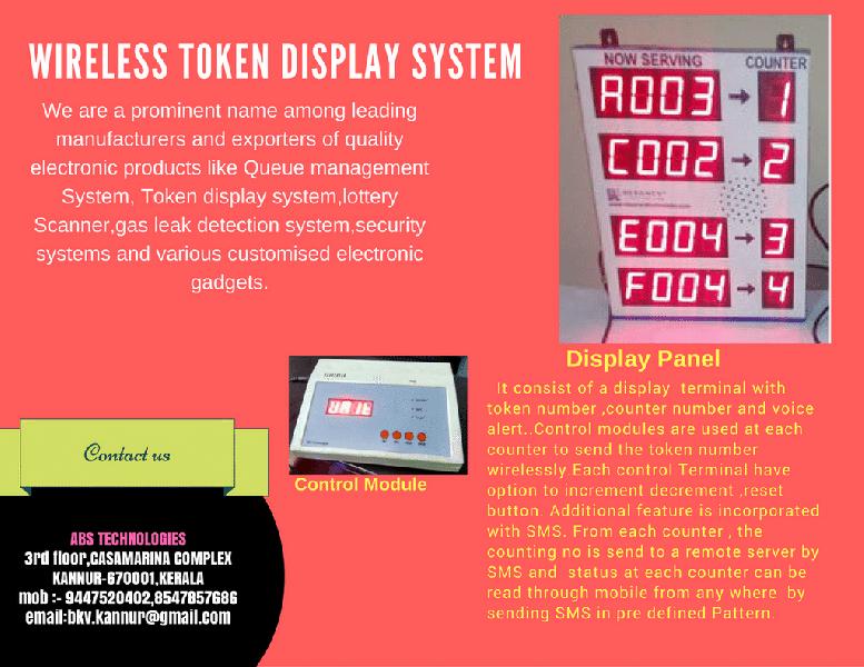 Wireless Token Display System - Abs Technologies, Kannur, Kerala